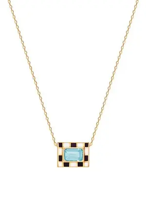 NEVERNOT Mini Chess Pendant Necklace Blue/gold