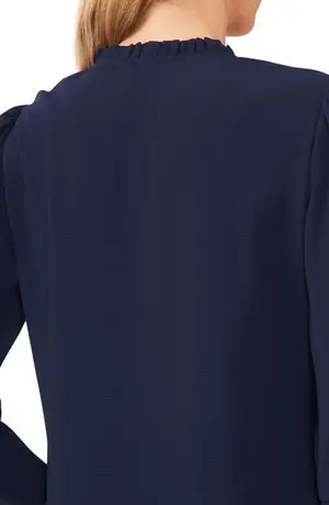 CECE DUPRAZ Ruffle Cuff Crepe Top - Classic Navy