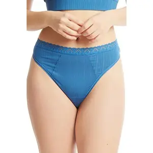 Hanky Panky Mellowluxe™ High Cut Thong Storm Cloud Blue