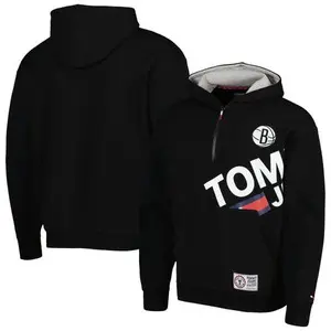 Tommy Hilfiger Brooklyn Nets Bernard Half-zip Hoodie - Black