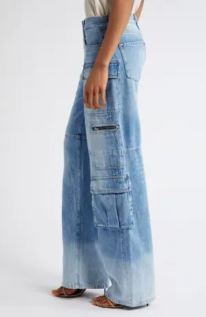 Alice + Olivia Cay Baggy Cargo Jeans - Brea Blue