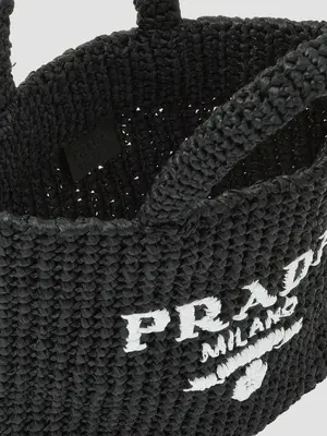 Prada Raffia Tote Bag - Black