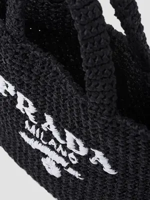 Prada Raffia Tote Bag - Black