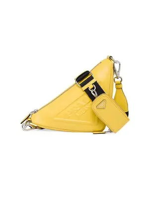 Prada Prada Triangle Leather Shoulder Bag - Yellow