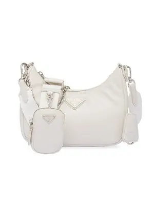 Prada Prada Padded Nappa Leather Shoulder Bag White