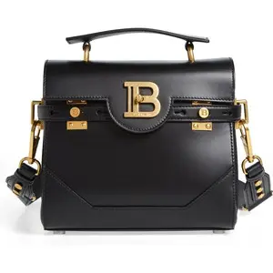 Balmain B-buzz 23 Monogram Leather Top Handle Bag - 0pa Black