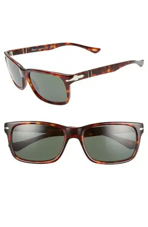 Persol 58mm Rectangle Sunglasses - Havana/black Solid
