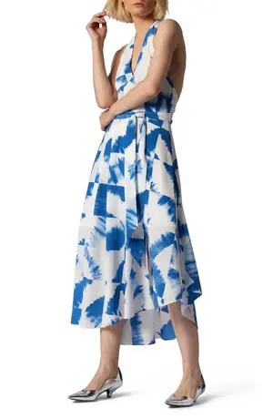 Equipment Alejandra Tie-dyed Silk Dress - Bright Blue Multi