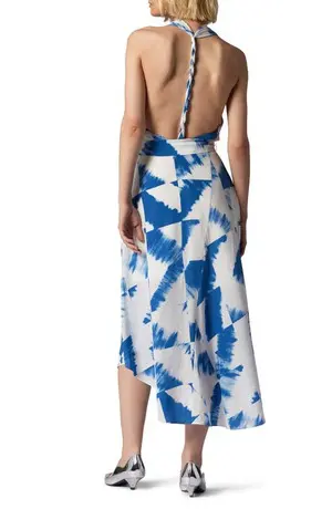 Equipment Alejandra Tie-dyed Silk Dress - Bright Blue Multi