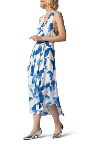 Equipment Alejandra Tie-dyed Silk Dress - Bright Blue Multi