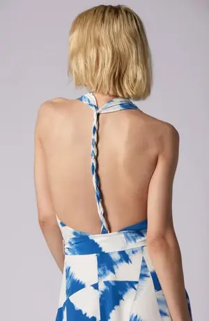 Equipment Alejandra Tie-dyed Silk Dress - Bright Blue Multi