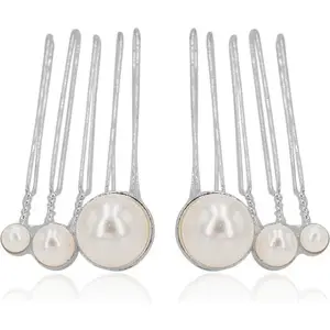 Brides & Hairpins Feya Imitation Pearl Hair Combs - Silver