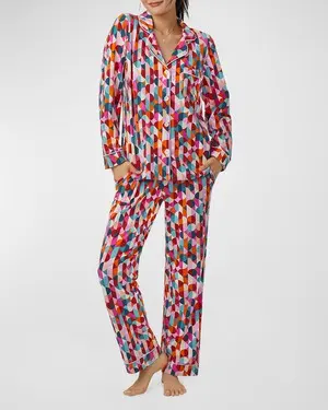 Trina Turk X Bedhead Pajamas Geometric-print Long Jersey Pajama Set - Dancing Dots
