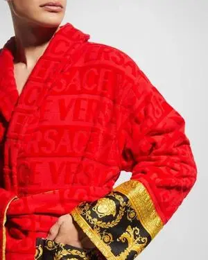 Versace Barocco Sleeve Robe - Red