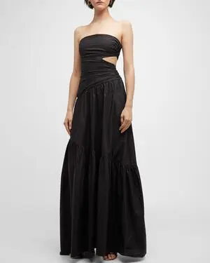 alc drop waist dress DROP-WAIST STRAPLESS TWILL DRESS – OAK + FORT USA main image 1