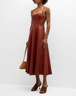 open lace back dress Red Velvet Faux Leather Midi – Be Disrespectful main image 0