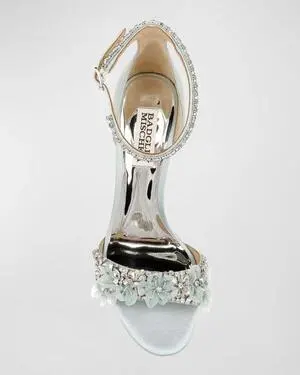 Badgley Mischka Finesse Satin Pumps With Crystals - Mist