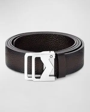 Montblanc Men's Double Ring Leather Belt - Brown