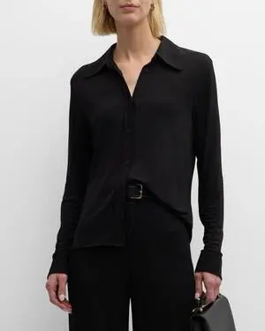 NILI LOTAN Celestine Mesh Button-front Shirt