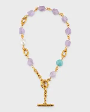 BEN-AMUN Pearl And Stone Toggle Necklace - Multi