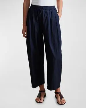 APIECE APART Apiece Apart Spa Pleated Cropped Pants - Navy