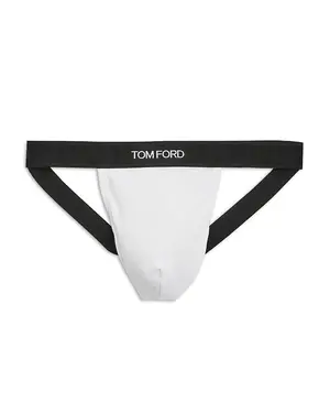 TOM FORD Cotton Blend Regular Fit Jock Strap - White