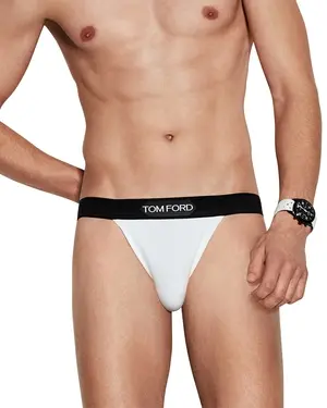 TOM FORD Cotton Blend Regular Fit Jock Strap - White