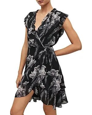 floral black wrap dress Floral Moth and Web Midi Wrap Dress by Voodoo Vixen Small
