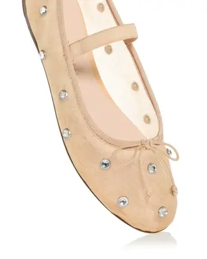 LOEFFLER RANDALL Leonie Embellished Ballet Flats - Tan