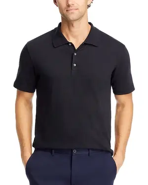 Theory Bron Polo In Cosmos Slub Cotton - Black