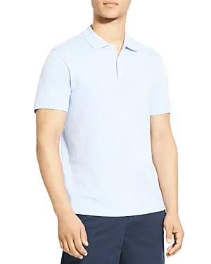 Theory Bron Polo In Cosmos Slub Cotton Blue Horizon