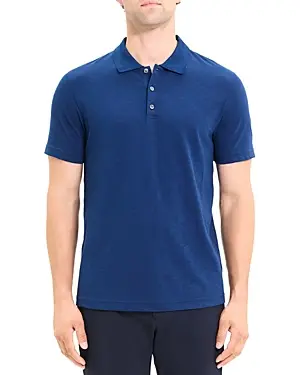 Theory Bron Polo In Cosmos Slub Cotton Blueberry