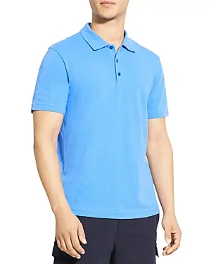 Theory Bron Polo In Cosmos Slub Cotton Palace Blue