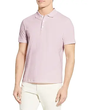 Theory Bron Polo In Cosmos Slub Cotton Pink