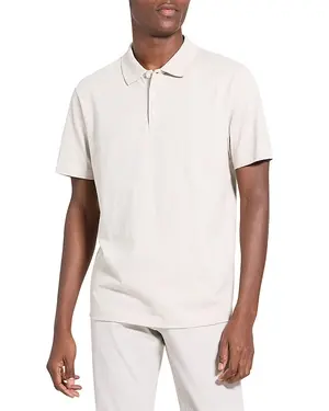 Theory Bron Polo In Cosmos Slub Cotton - Silver Cloud