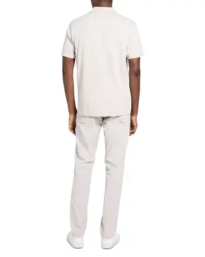 Theory Bron Polo In Cosmos Slub Cotton - Silver Cloud