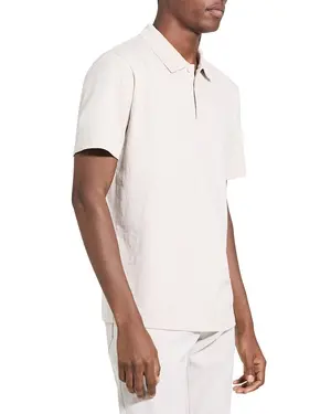 Theory Bron Polo In Cosmos Slub Cotton - Silver Cloud