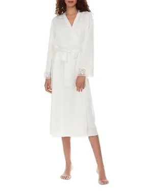 Flora Nikrooz Showstopper Satin Wrap Robe - Ivory