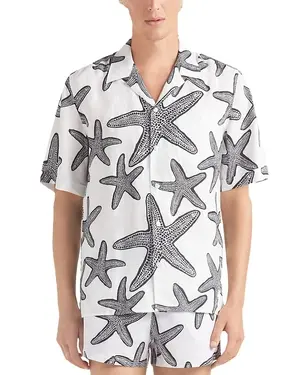 Vilebrequin Short Sleeved Solid Linen Shirt Starfish