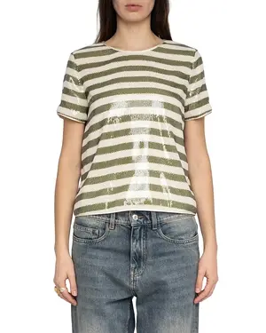 Zadig&Voltaire Tchao Sequin Stripe Top