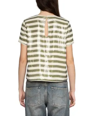 Zadig&Voltaire Tchao Sequin Stripe Top