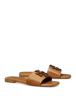 Tory Burch Ines Flat Slide Sandals - Tan