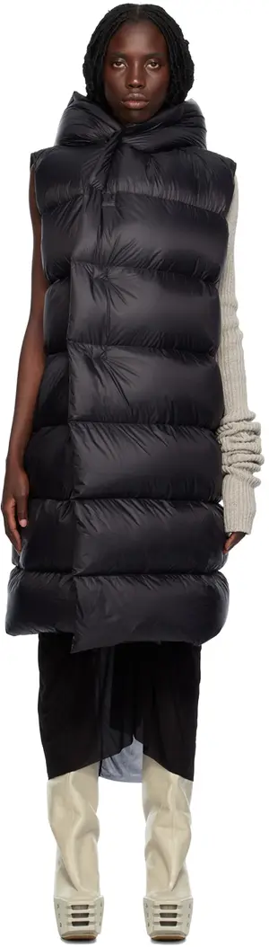 Rick Owens Hooded Liner Down Vest - 09 Black