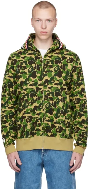 A Bathing Ape Abc Camo Shark Hoodie - Green | Editorialist