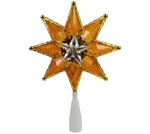 NORTHLIGHT 8' Amber Mosaic Star Tree Topper W/ Lear Lights - One-color