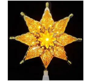 NORTHLIGHT 8' Amber Mosaic Star Tree Topper W/ Lear Lights