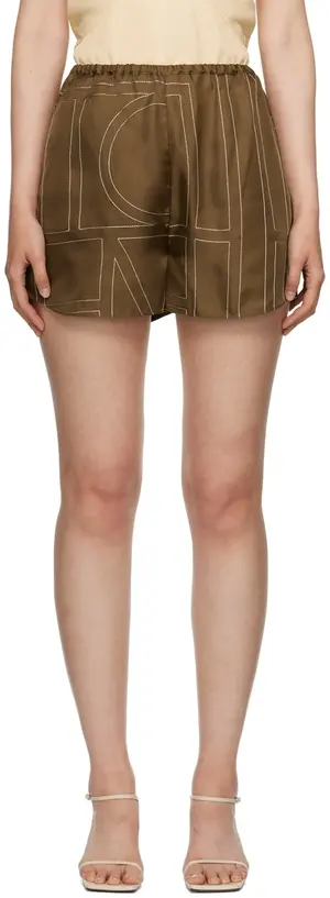 TOTEME TOTEME Brown Monogram Shorts 802 Mocha