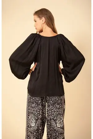 Hale Bob Liza Charmeuse Top - Black