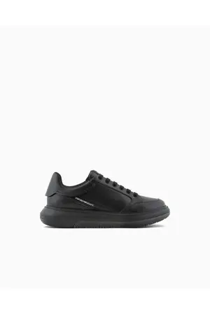 Emporio Armani Leather Sneakers - Black