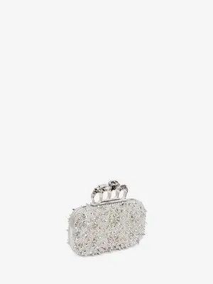 Alexander McQueen Crystal-embellished Knuckle Clutches - White